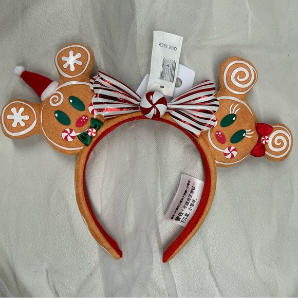 Disney | Accessories | Minnie Mouse Gingerbread Man Ear Headband Disney ...